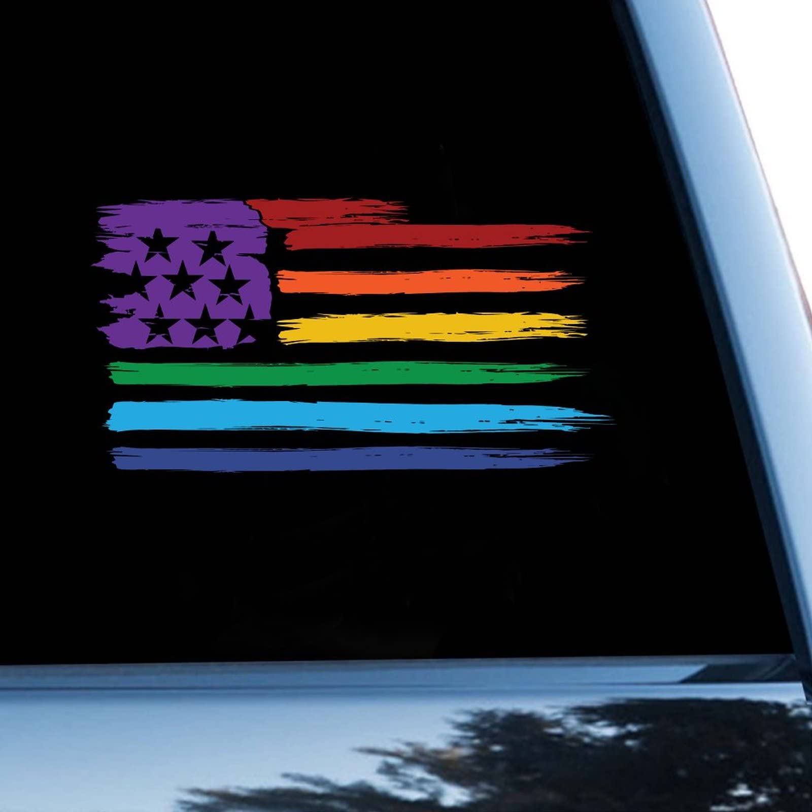 Amazon.com - LGBT Pride Car Decal Window Decal Rainbow Us Flag Pride ...