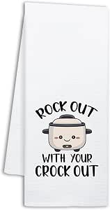 Amazon.com: NAHMAKNE Funny Crock Pot Kitchen Towels, Rock Out with Your ...