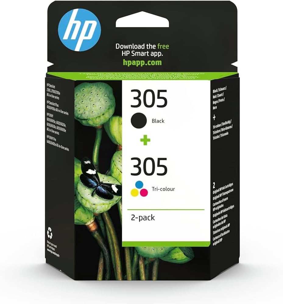 HP 305 2-pack Black Original Ink Cartridges (6ZD18AE) : Amazon.co.uk ...