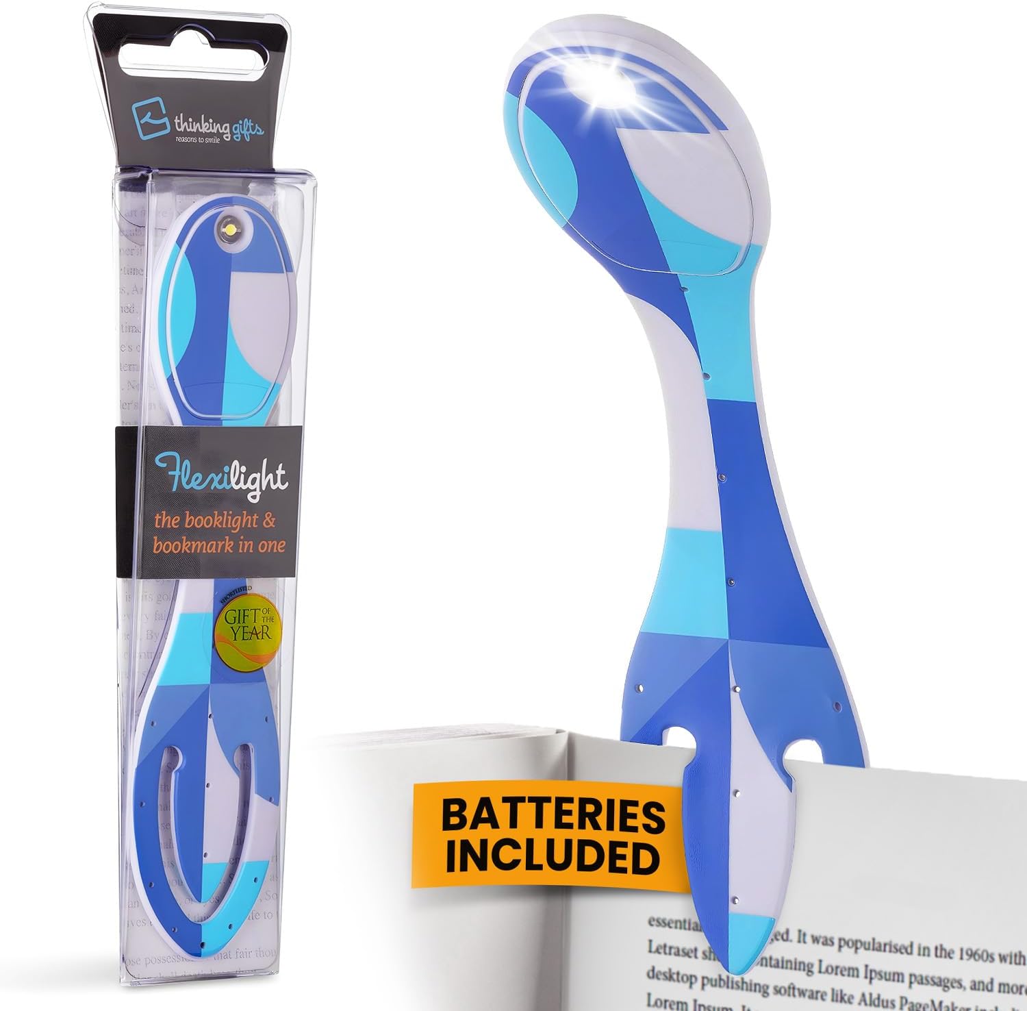 Gifts for Readers & Writers Bookmark Reading Light Blue Blocks -2in1 ...