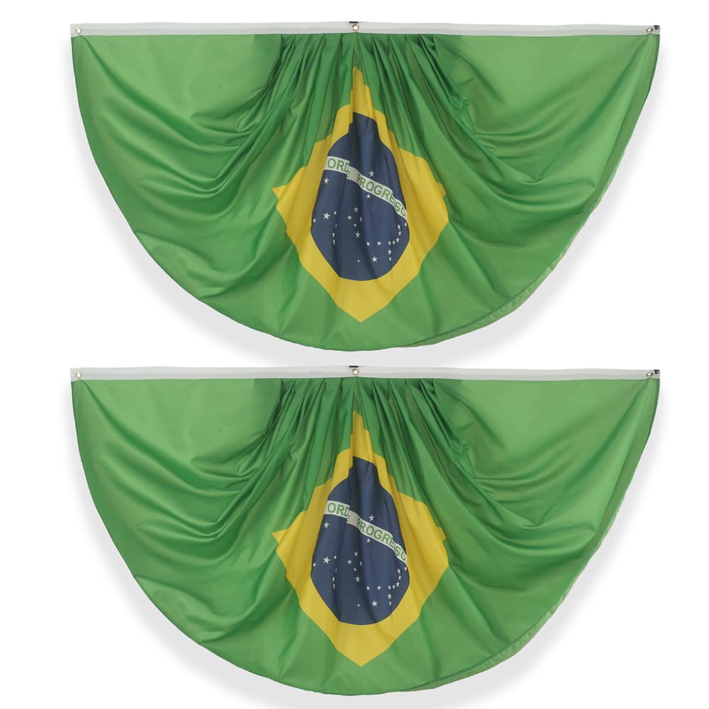 Amazon.com : Brazil Brazilian Pleated Fan Flag Bunting 3 x 6 Ft Brazil ...