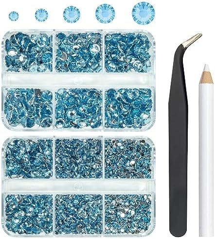 Amazon.com: qiipii 3060PCS Light Blue Resin Crystal Rhinestones for ...