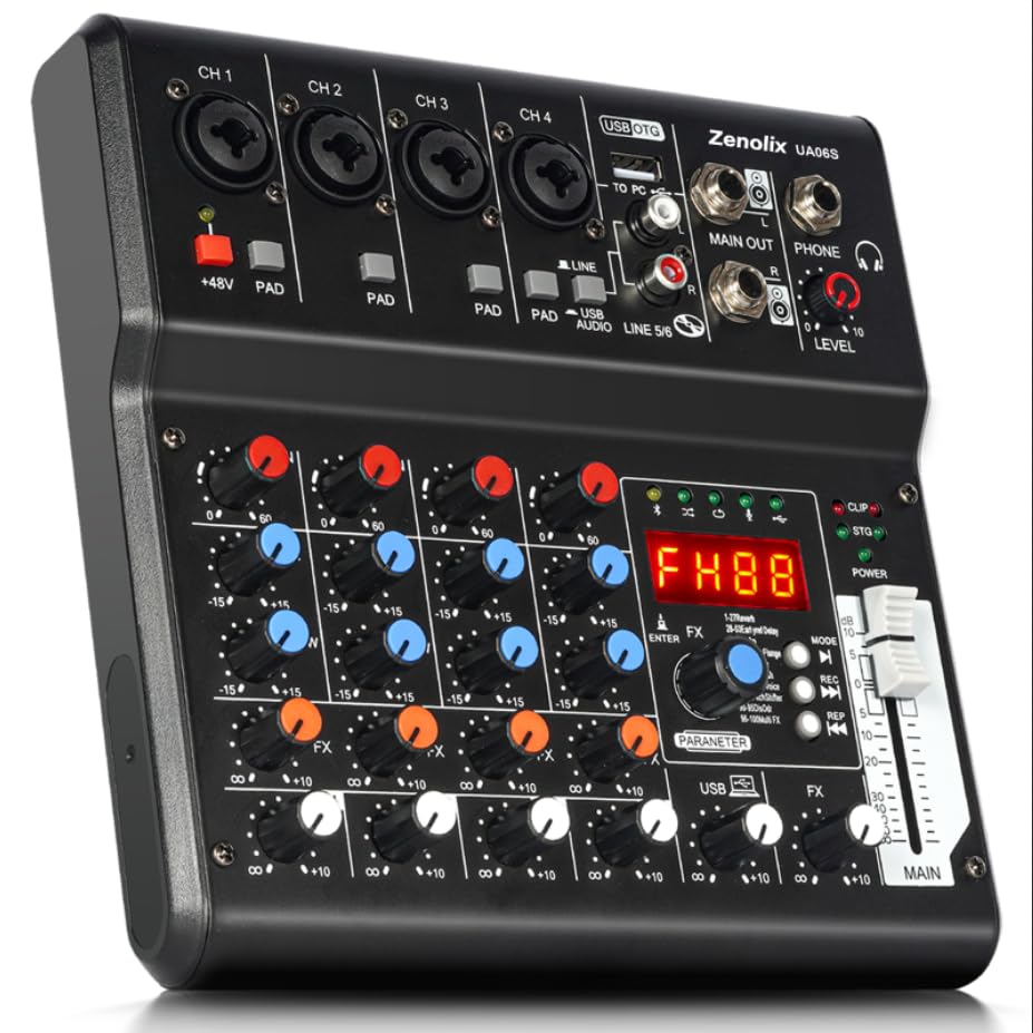 Amazon.com: Zenolix 6 Channel Audio Mixer, Sound Mixing Board Console ...