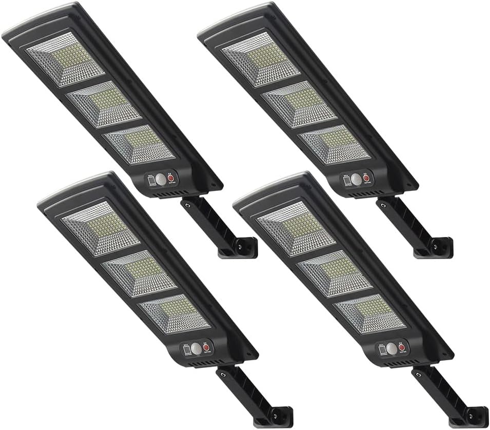 4 Pack Solar Street Lights Outdoor 180 LED Dusk to Dawn Motion Sensor ...
