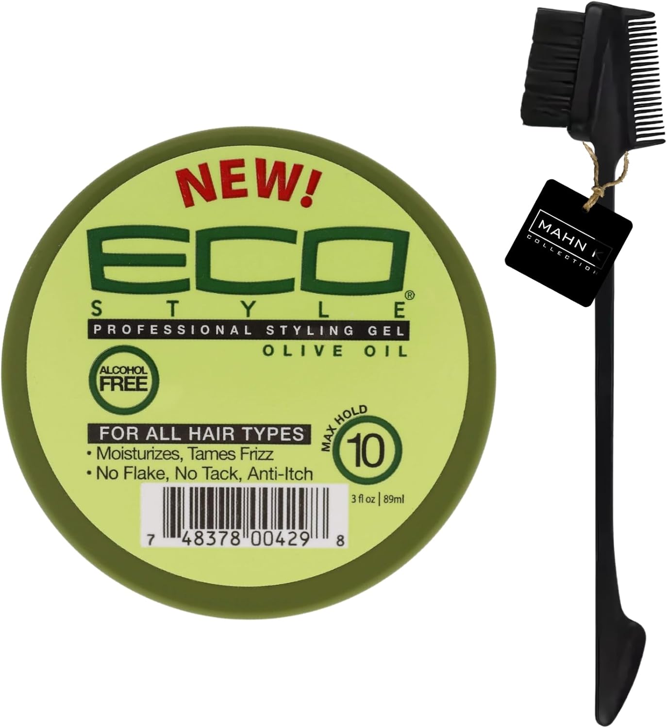 Edge Control Gel for Afro Hair & 3-in-1 Edge Brush Set – Eco Style ...