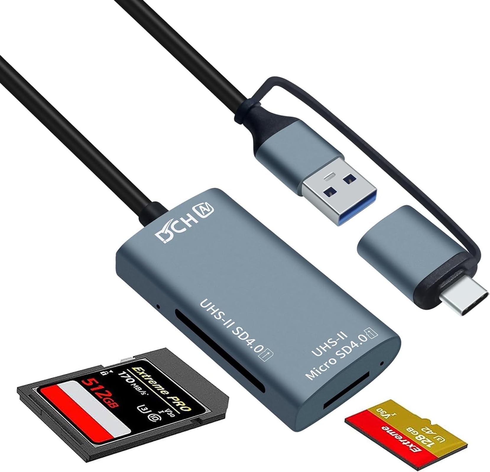 Amazon.co.jp: DCHAV UHS-II SD カードリーダー USB-CとUSB-A両対応 SD4.0 & Micro SD4 ...