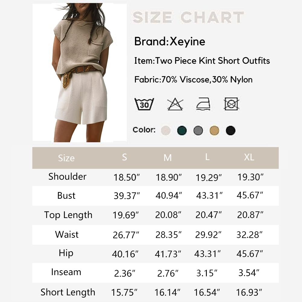 Women's Two Piece Sweater Outfits Knit Pullover Top High Waist Shorts ...