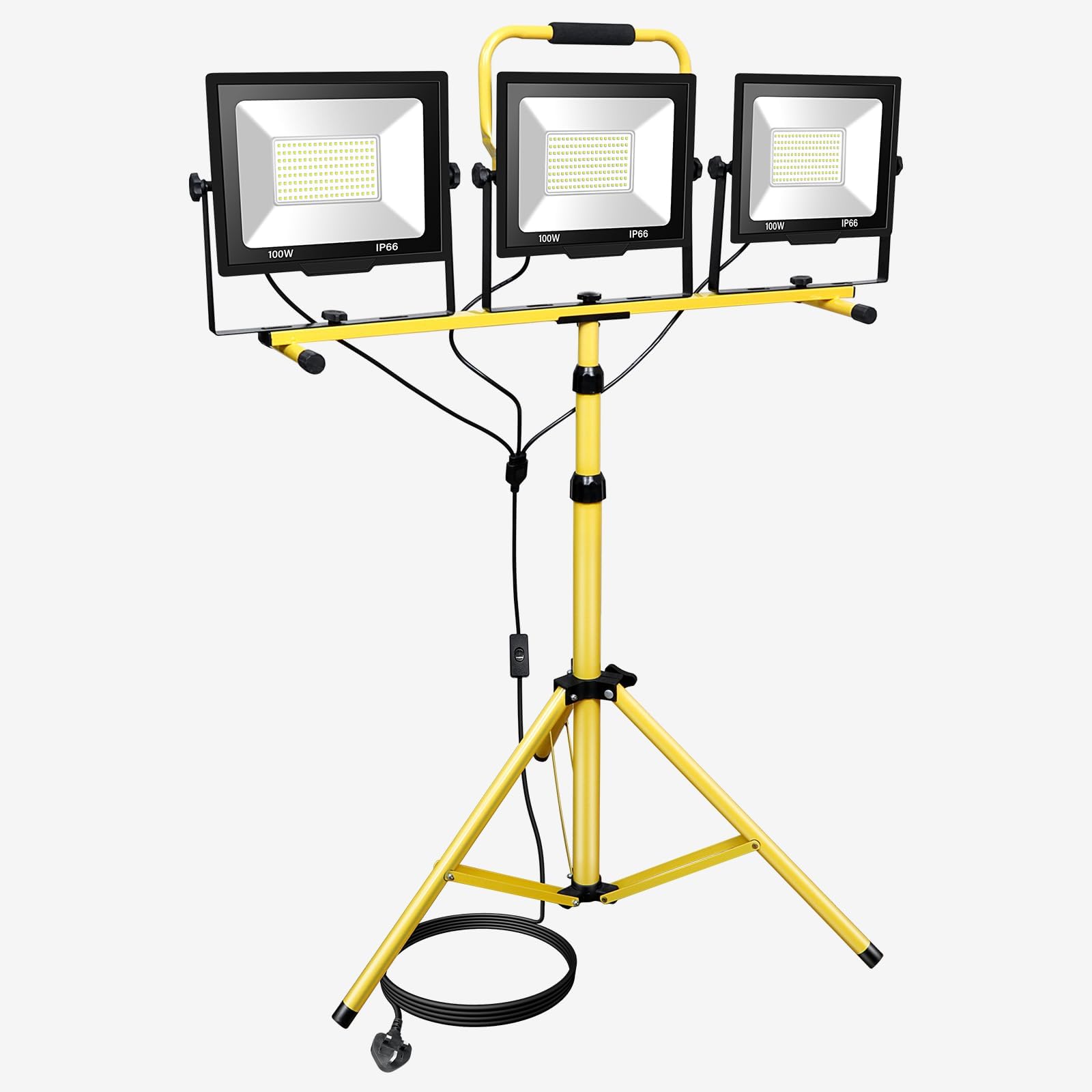 RIGIDON 300W Tripod Stand LED Work Light, 3 Adjustable Head Floodlight ...