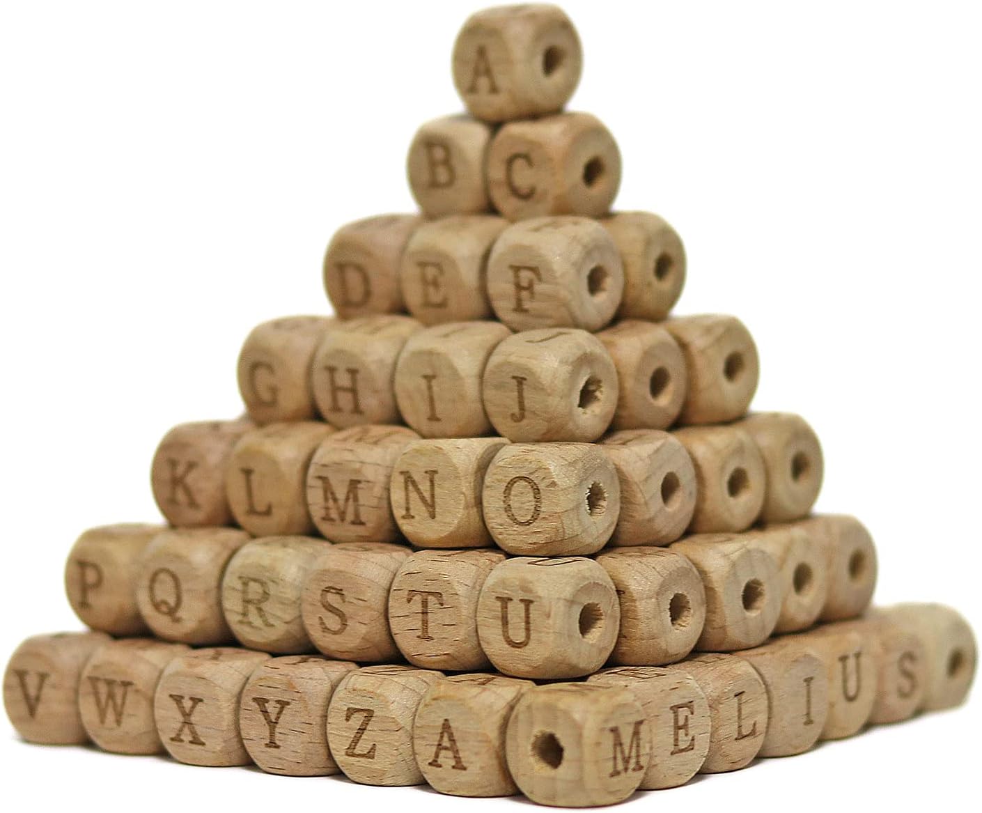 Amazon.com: Melius 110Pcs Beech Wood Letter Beads, 12mm A-Z (Extra for ...