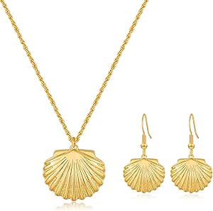 Amazon.com: WOWORAMA Gold Sea Shell Jewelry Set for Women Gold Scallop ...