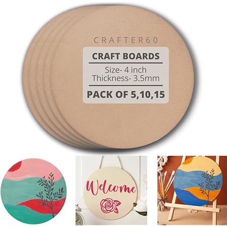 Variety Canvas 6 Piece Round MDF Boards for Art and Craft, Wood Round ...