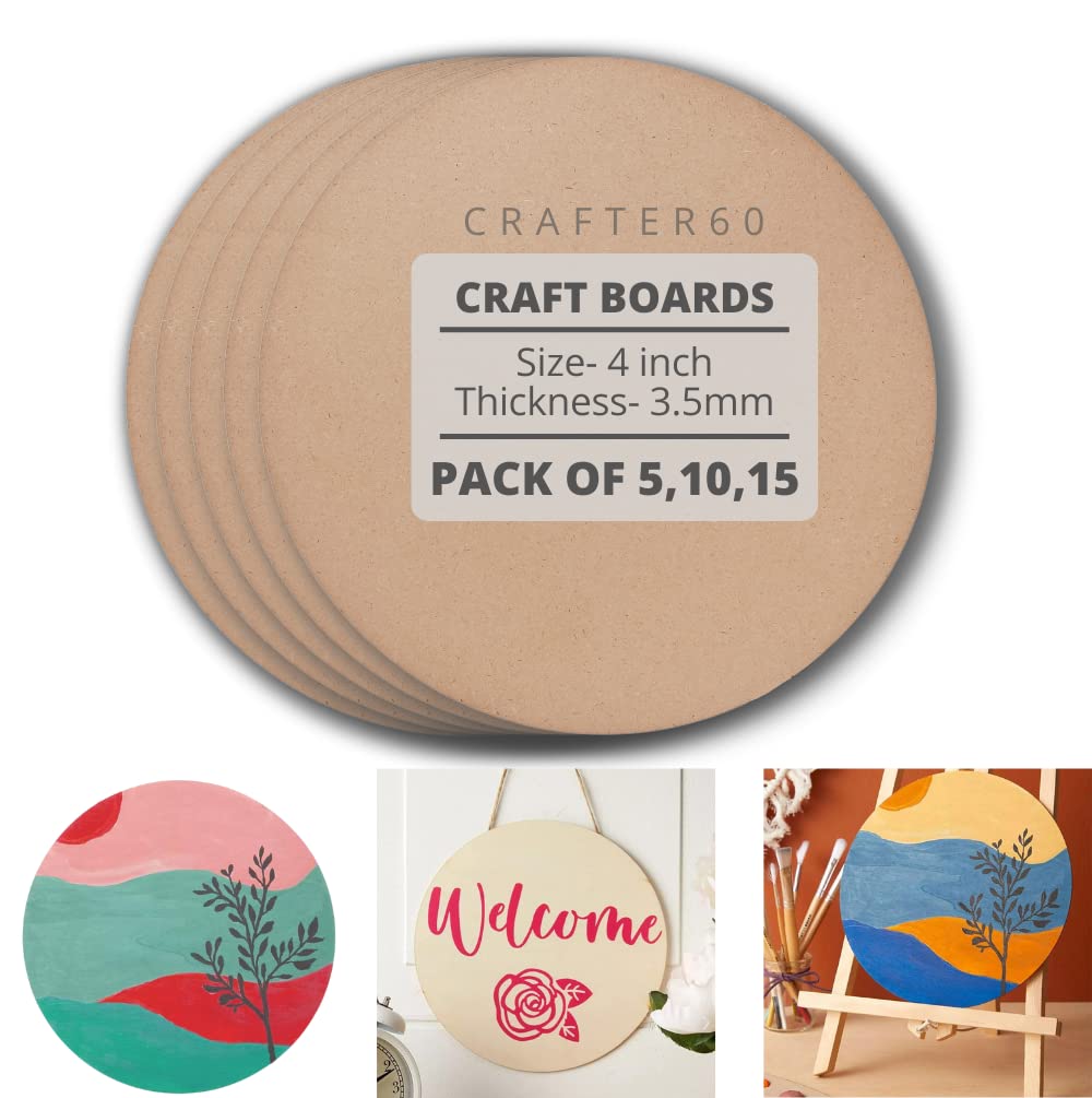 Buy CRAFTER60 Round MDF Boards for Art and Craft 4 inch - 3.5mm Pine ...