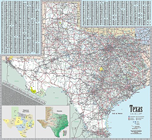 Texas Executive Wall Map - Laminated 42w x 39h - Want It All