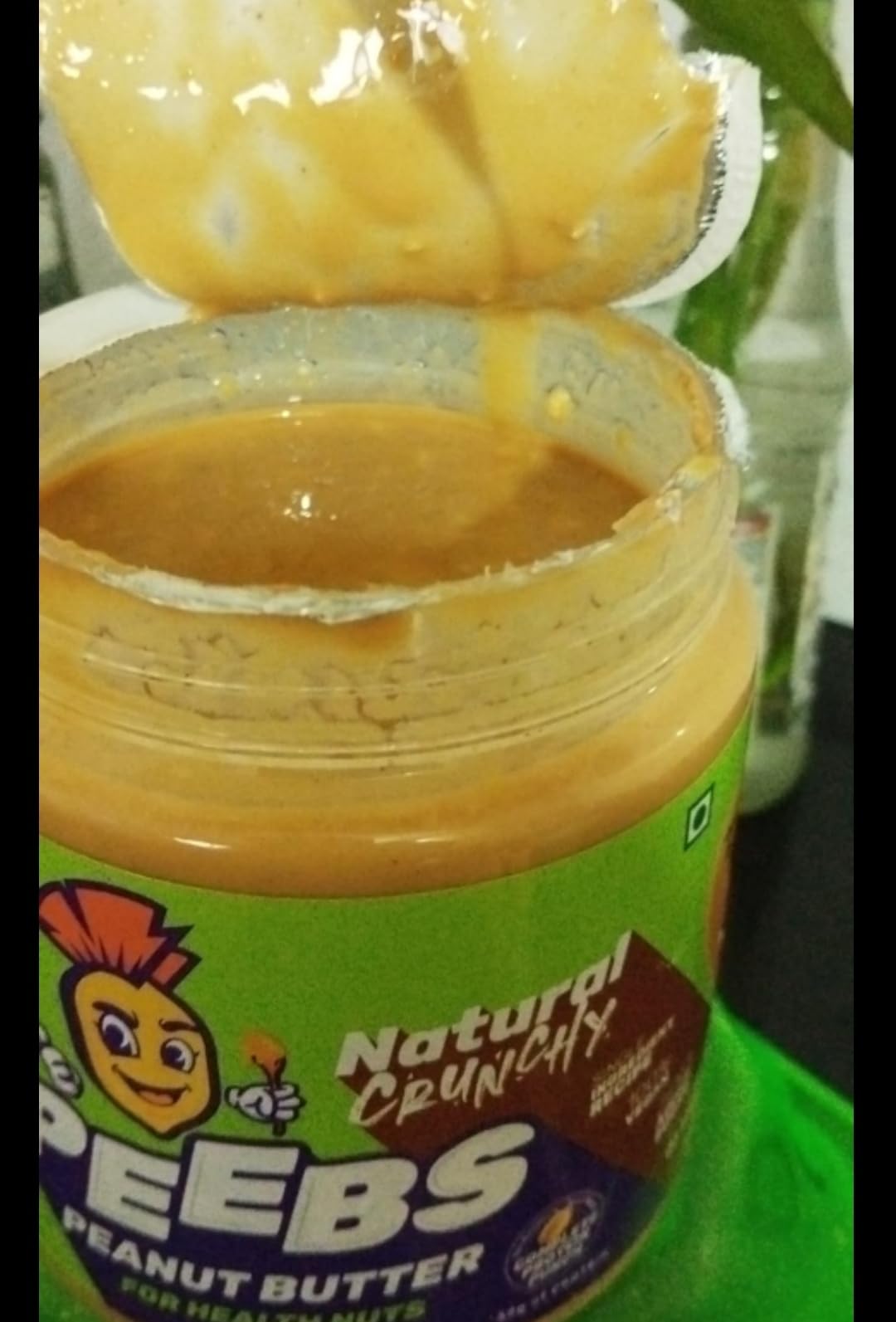 PEEBS Natural Peanut Butter - Crunchy, 500 gms | High Protein | NO Sugar | High Fibre | 32% ...