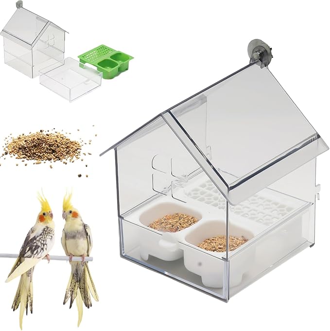 Amazon.com : Pull-out external parrot feeder, hanging mess-free bird ...