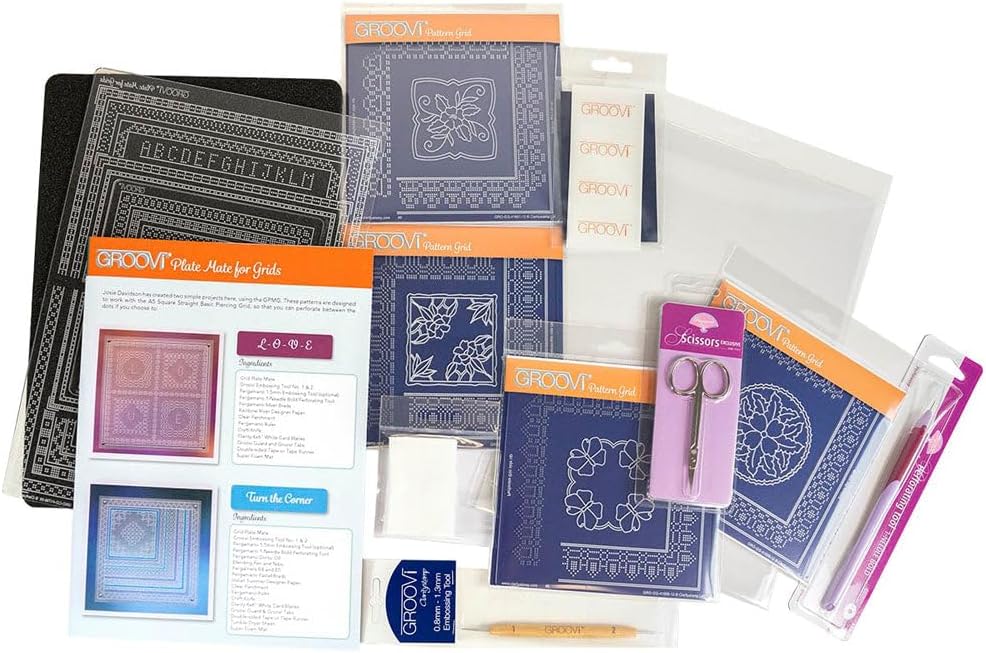 Groovi Grid Starter Kit for Parchment Craft: Includes Embossing Tools ...