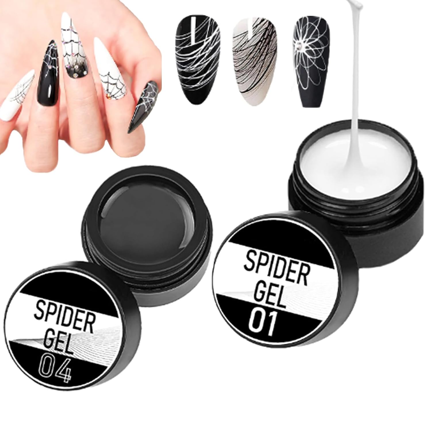 Amazon.com : 3D Spider Gel for Nail Art Elastic Painted Nail Gel Polish ...