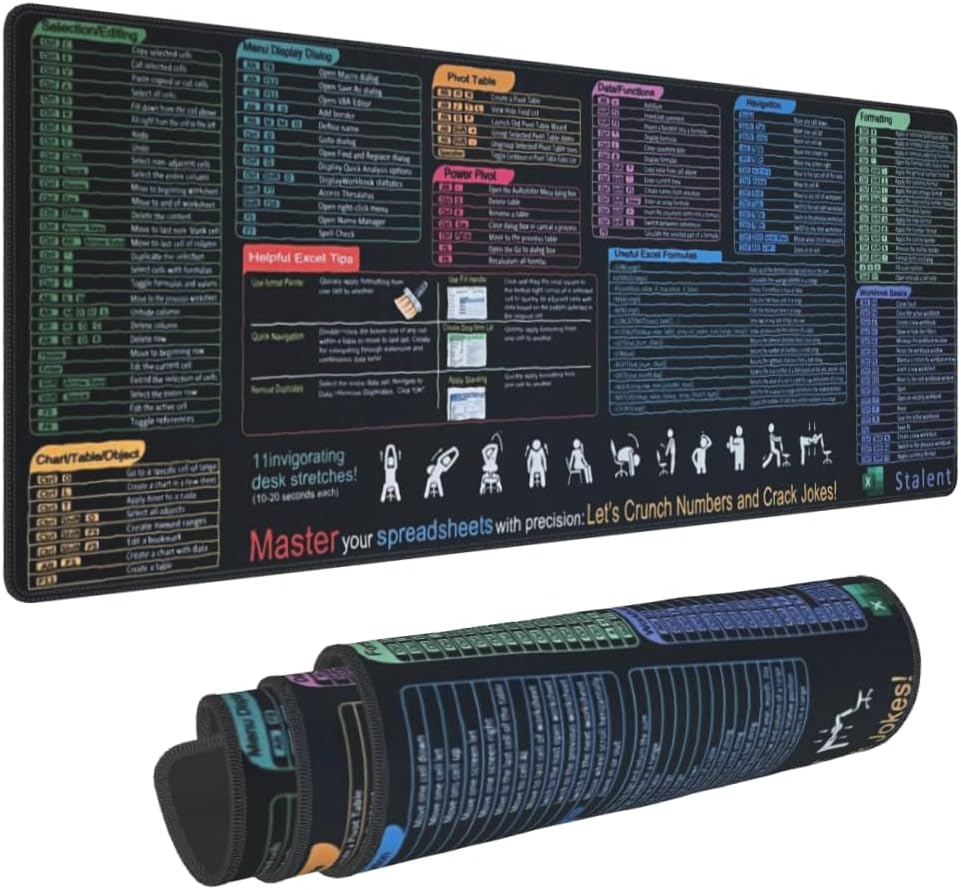 Amazon.com : Lalamelody Excel Cheat Sheet Mouse Pad Office Word ...