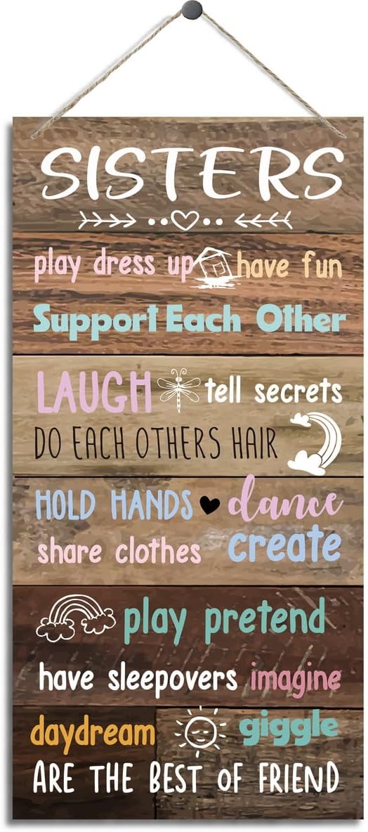 Amazon.com: Sisters Signs, Decorative Wood Hanging Wood Plaque, Rustic ...