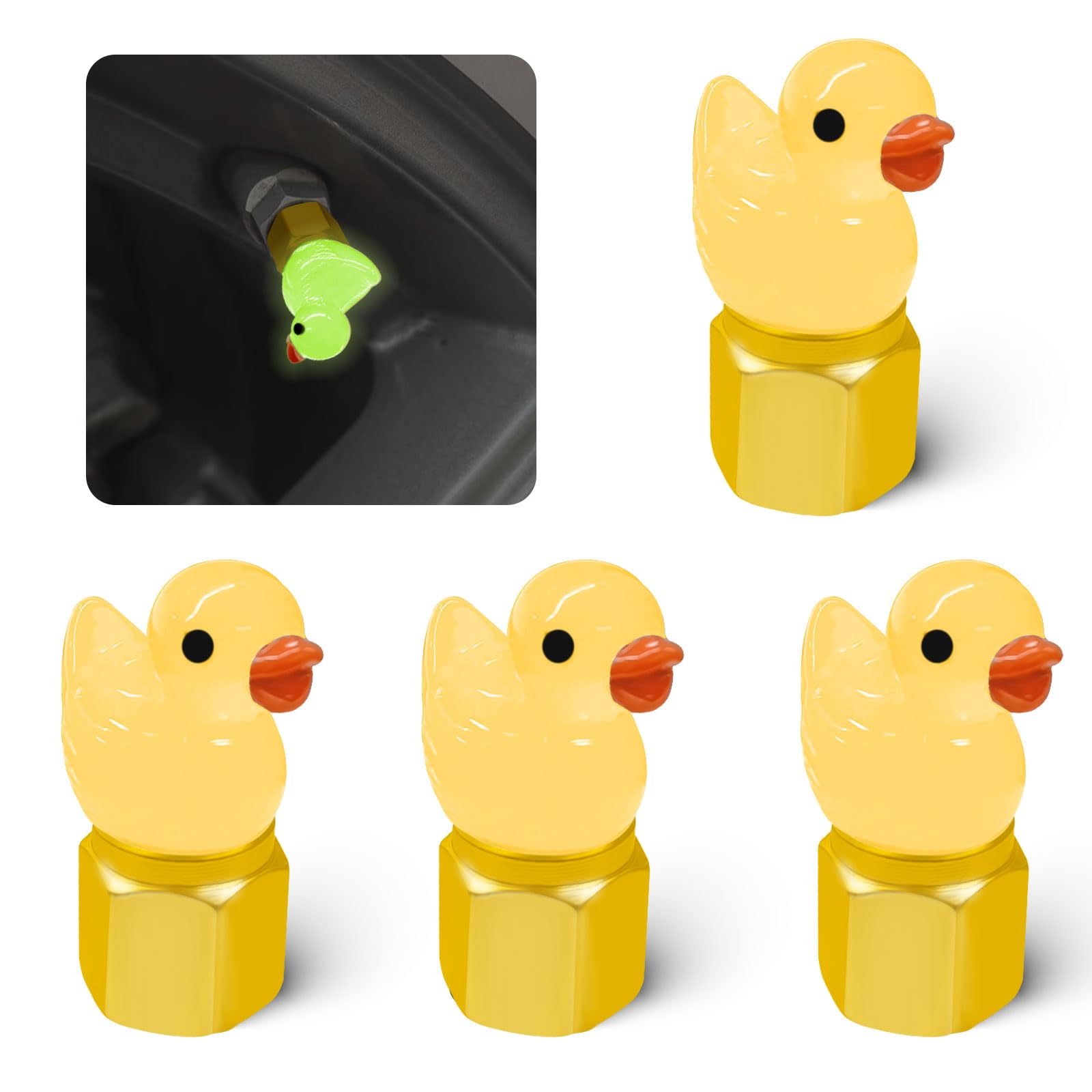 Amazon.com: xbrtaia 4 Pack Cute Duck tire Valve caps, Glow in The Dark ...