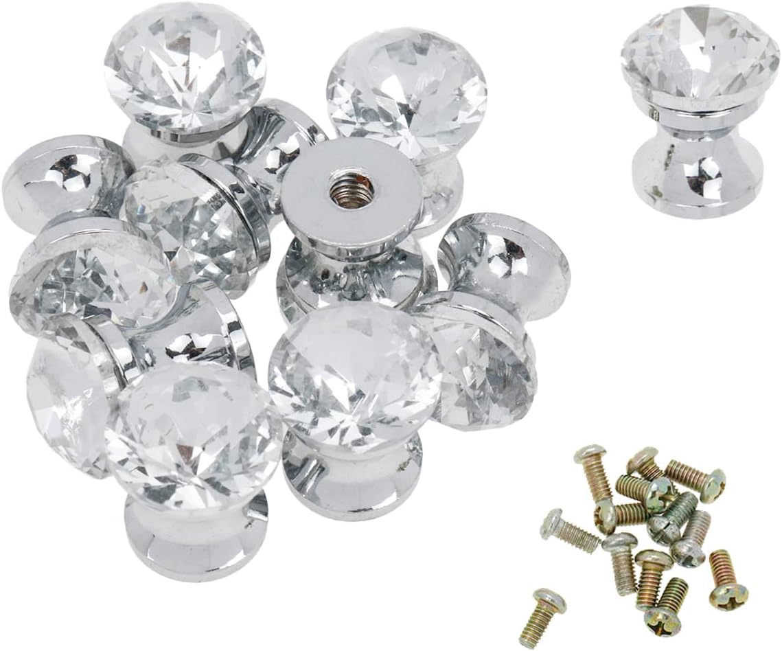 KUMGROT 10pcs Mini Crystal Knobs Cabinet Drawer Pull Jewelry Box Gift ...