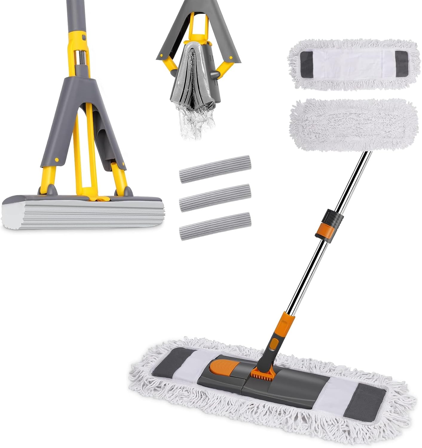 Amazon.com: MASTERTOP Dust Mop for Floor Cleaning and Spin Mop and PVA ...