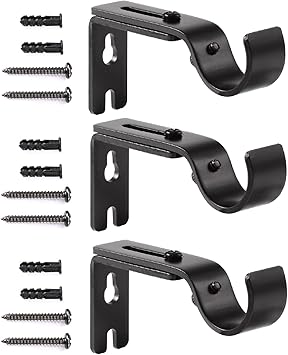 Amazon.com: Creatyi Adjustable Curtain Rod Brackets 1 Inch Curtain Rod ...