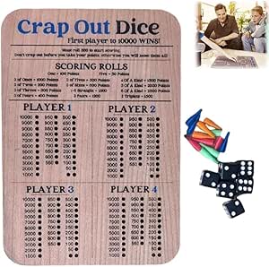 Amazon.com: Crap Out Dice Score Board, Fun Game Dice Scoreboard, Wooden ...
