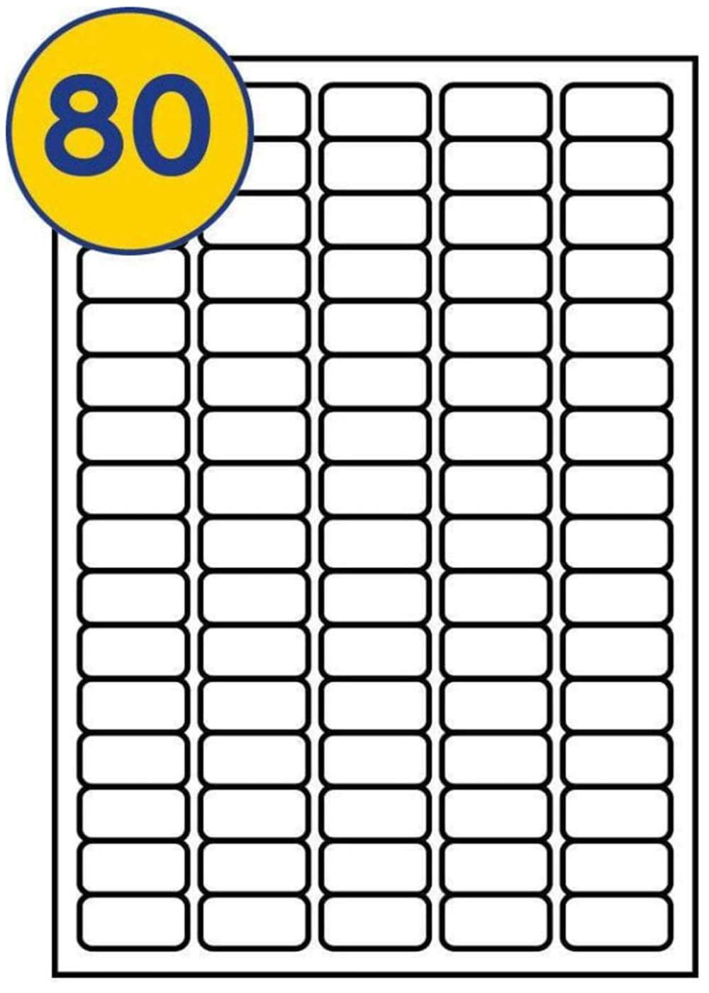LABELS4U 50 Sheets A4, 80 Labels per Sheet, Size 35.6 x 16.9mm (4000 ...