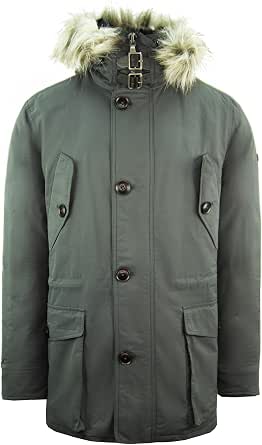 Hackett London Down Filled Arctic Parka Zip Up Men Grey Winter Coat ...