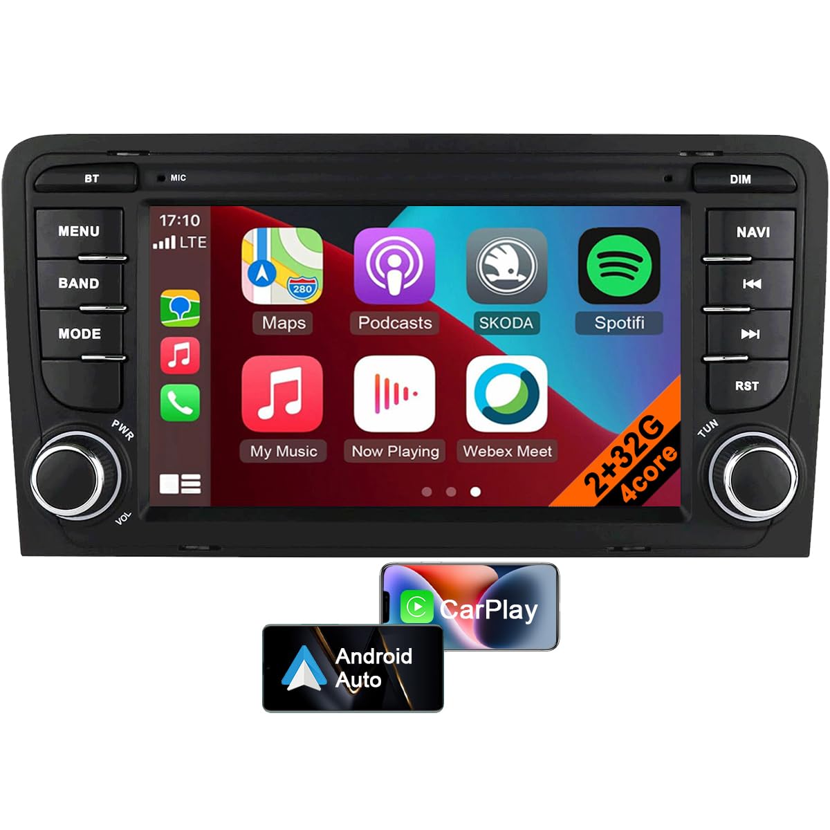 Car Stereo for Audi A3 8P S3 RS3 2003-2012, Android 13 7 Inch HD ...