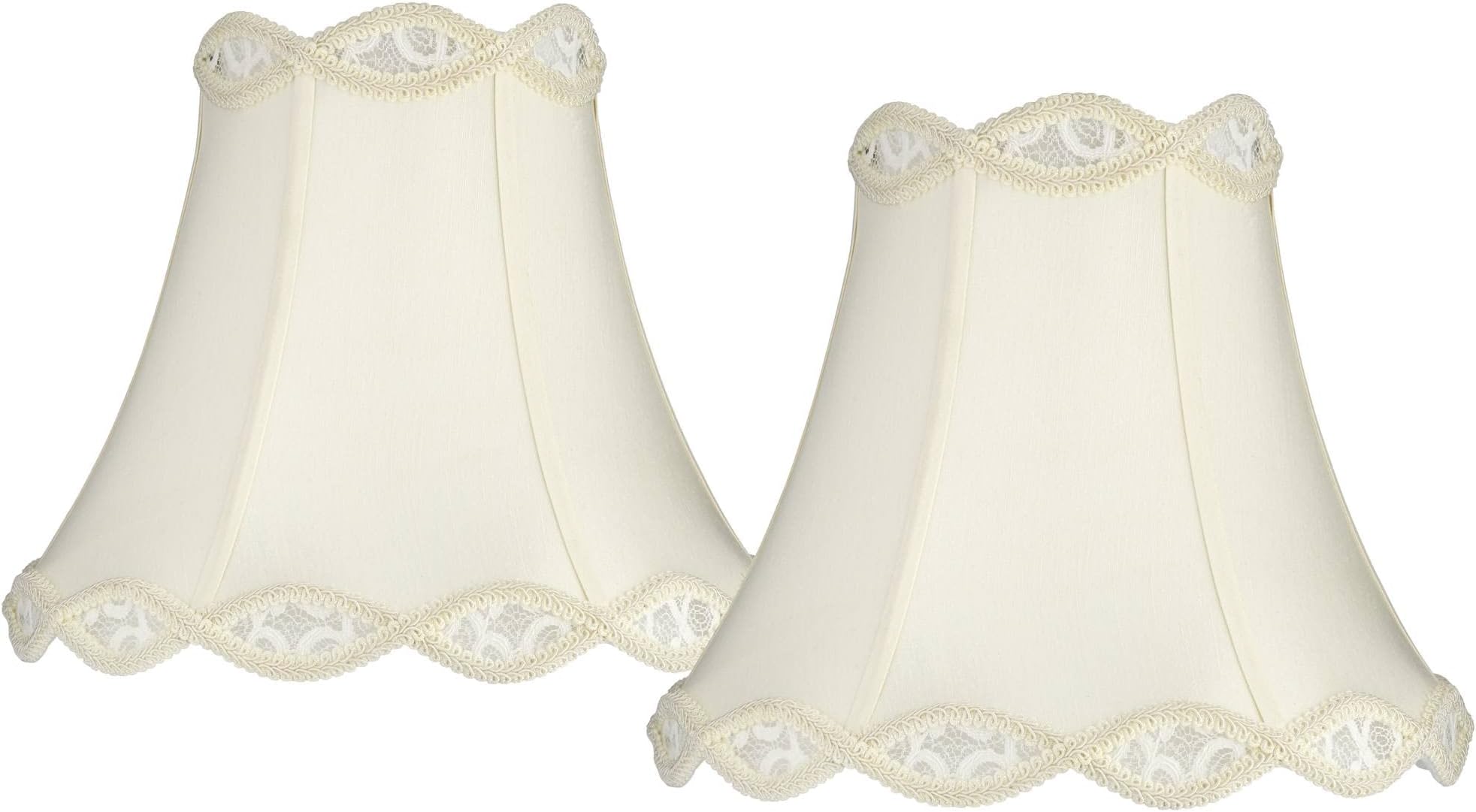 Set of 2 Small Hardback Scalloped Empire Lamp Shades White 4" Top x 6 ...