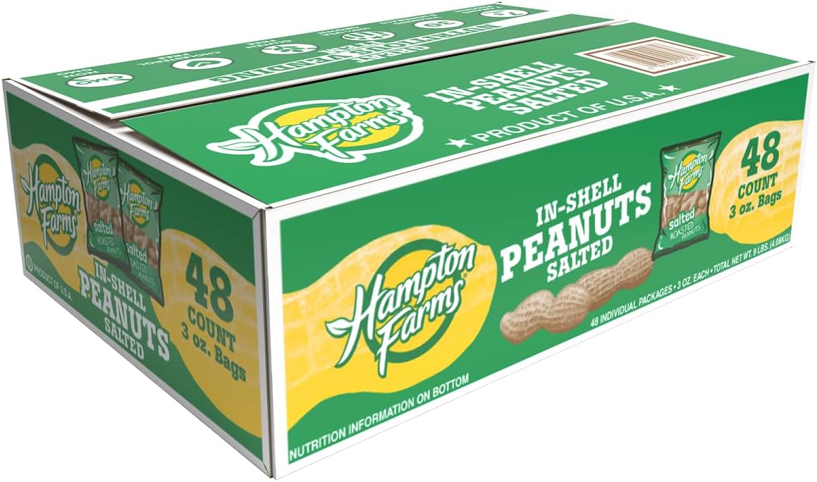 Amazon.com : Hampton Farms - Fancy Roasted In-Shell Salted Peanuts - 48 ...