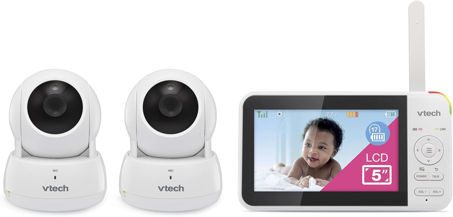 VTech VM924-2 Pan & Tilt Video Baby Monitor with 2 Cameras, 5" LCD ...