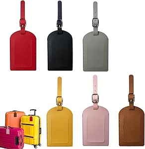 Lonimia 6 Pcs PU Leather Luggage Tags With Adjustable Strap, Suitcase Identifier, Travel Bag ...