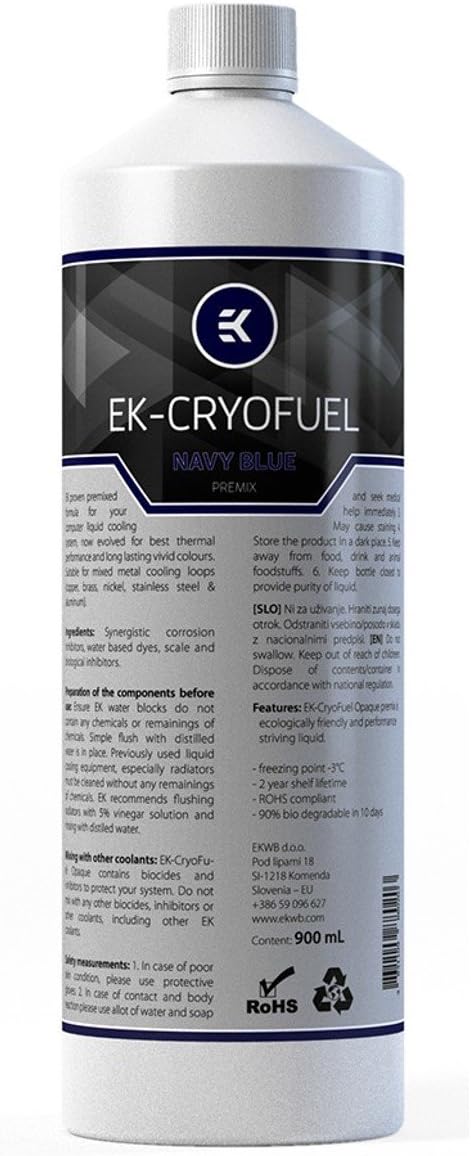 Amazon.com: EKWB EK-CryoFuel Premix Coolant, 900mL, Navy Blue : Electronics