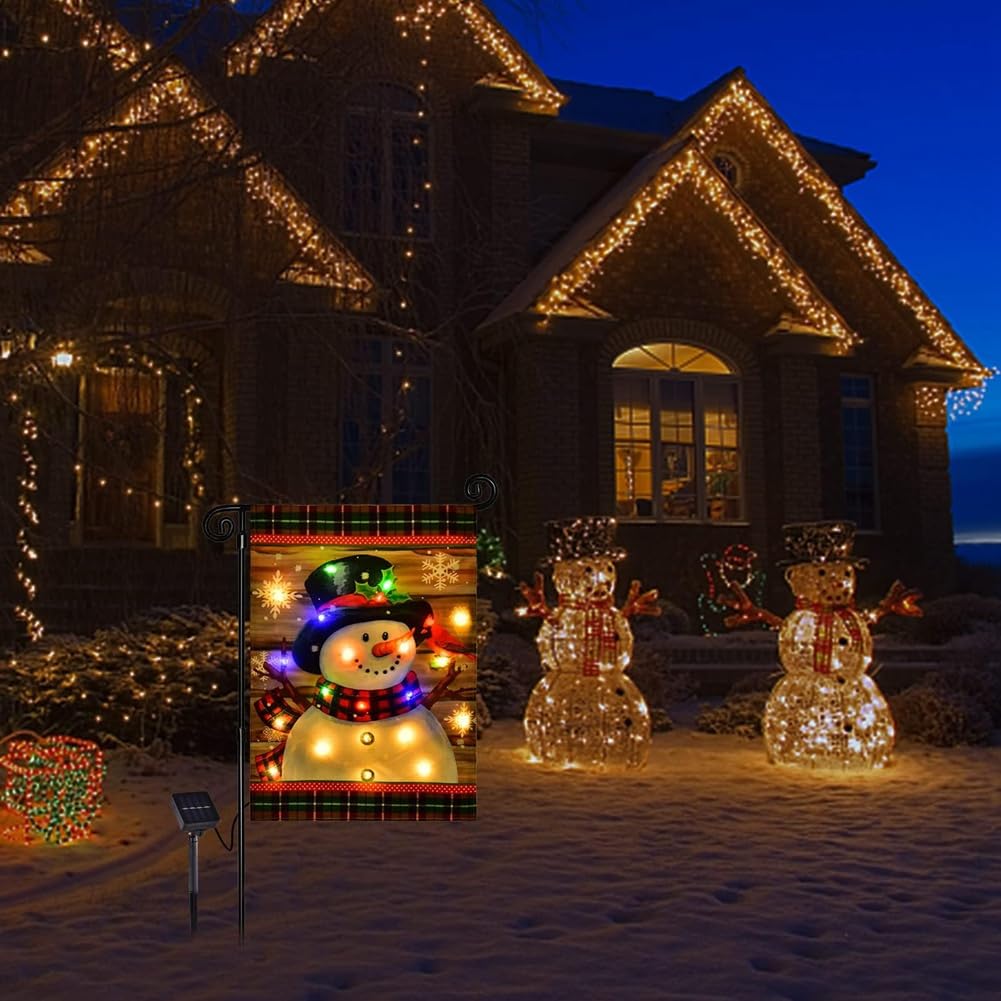 Bullpiano Lighted Snowman Garden Flag,Outdoor Christmas Decoration,45 x ...