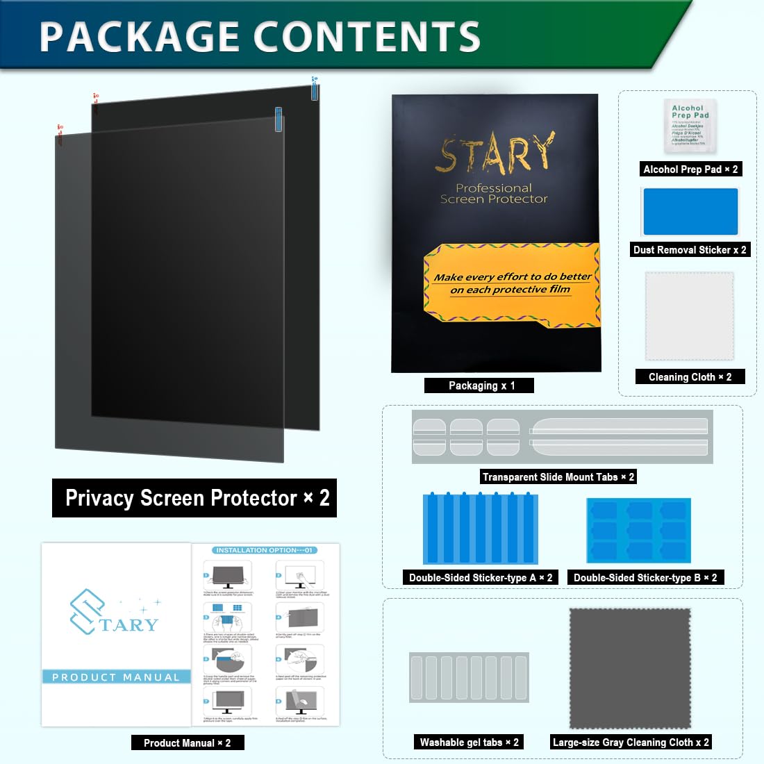 STARY [2 Pack] Computer Privacy Screen 23.8 Inch Filter for 16:9 ...