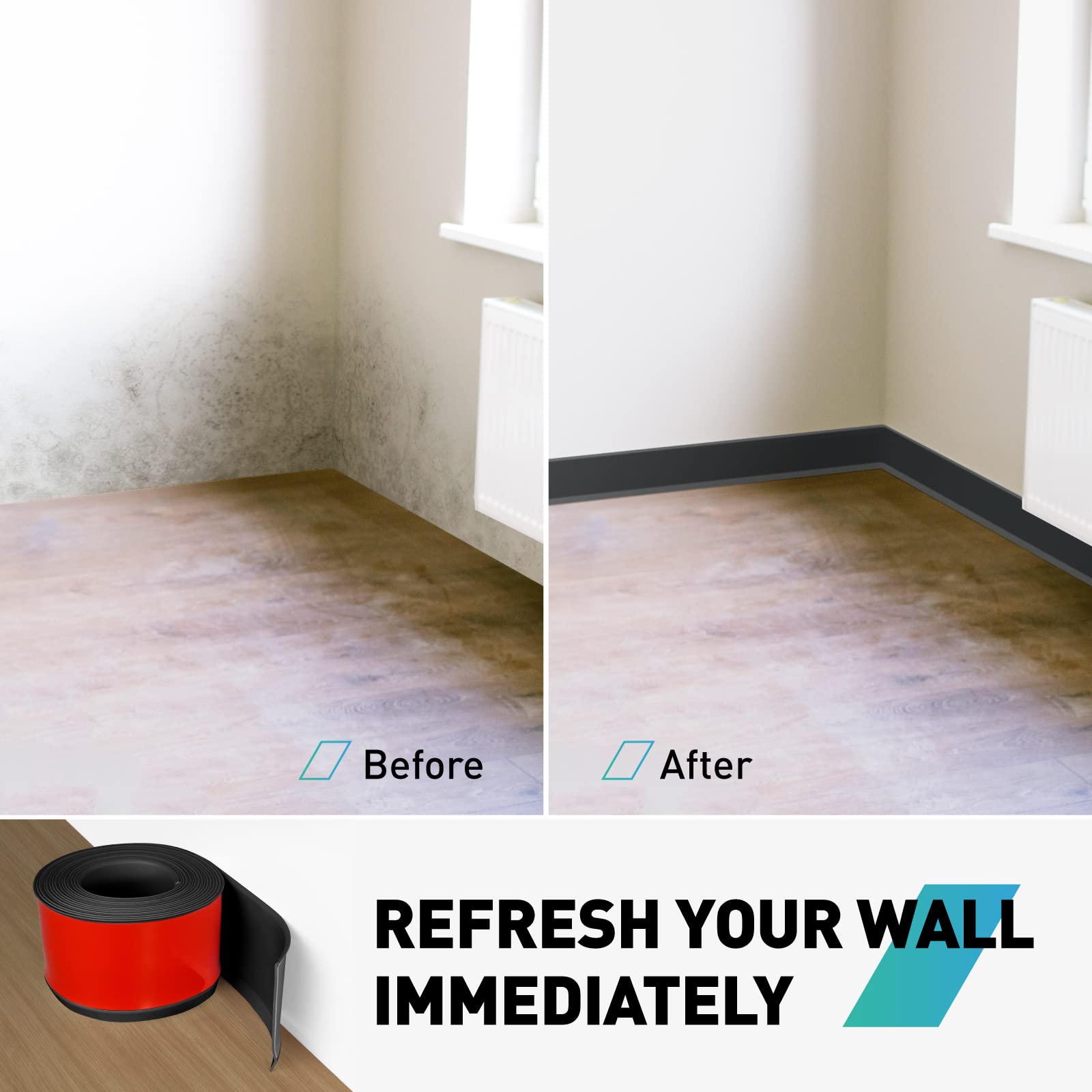 Snapklik.com : FCSOTSPS Baseboard Trim,4 Inch(W) X 40 Feet(L) Peel And ...
