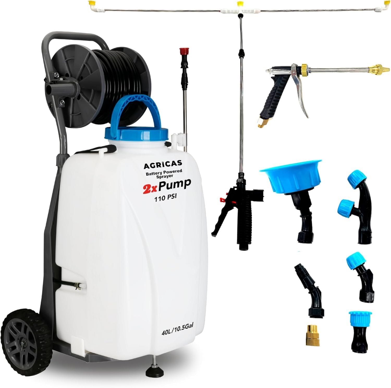 6.6 Gallon Electric Sprayer With Wheels 0-94 PSI 6.6 Gallon Battery ...