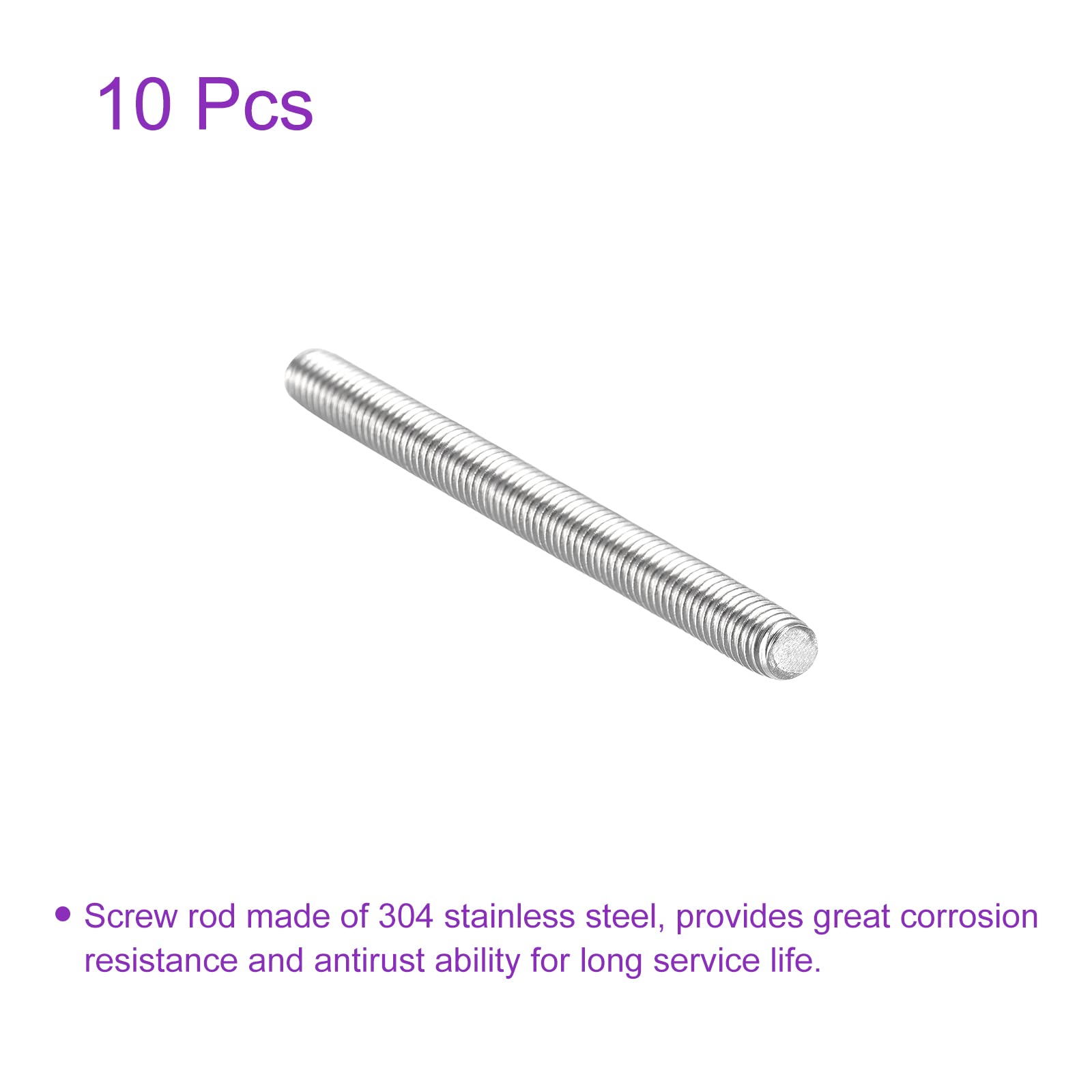 Snapklik.com : 10 Pack M5 X 60mm Fully Threaded Rod 304 Stainless Steel ...