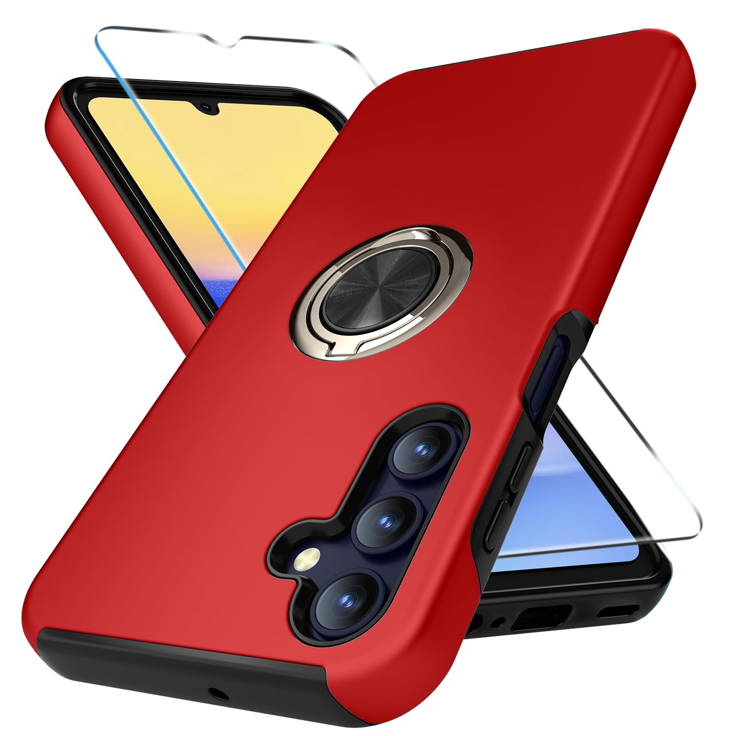 Amazon.com: lovpec for Samsung Galaxy A15 5G Case with Tempered Glass Screen Protector, Rotated ...