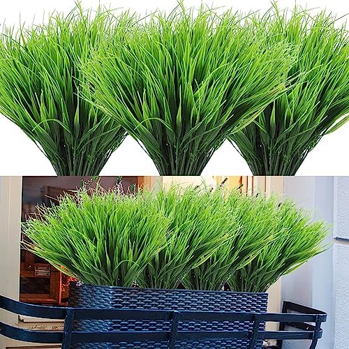 Amazon.com: Tigeen 30 Bundles Artificial Plants Onion Grass Outdoor ...