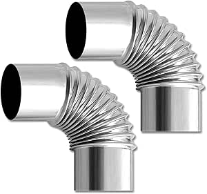 Stainless Steel Flue Pipe Chimney Exhaust Pipes 2pcs 90°Elbow Extension ...