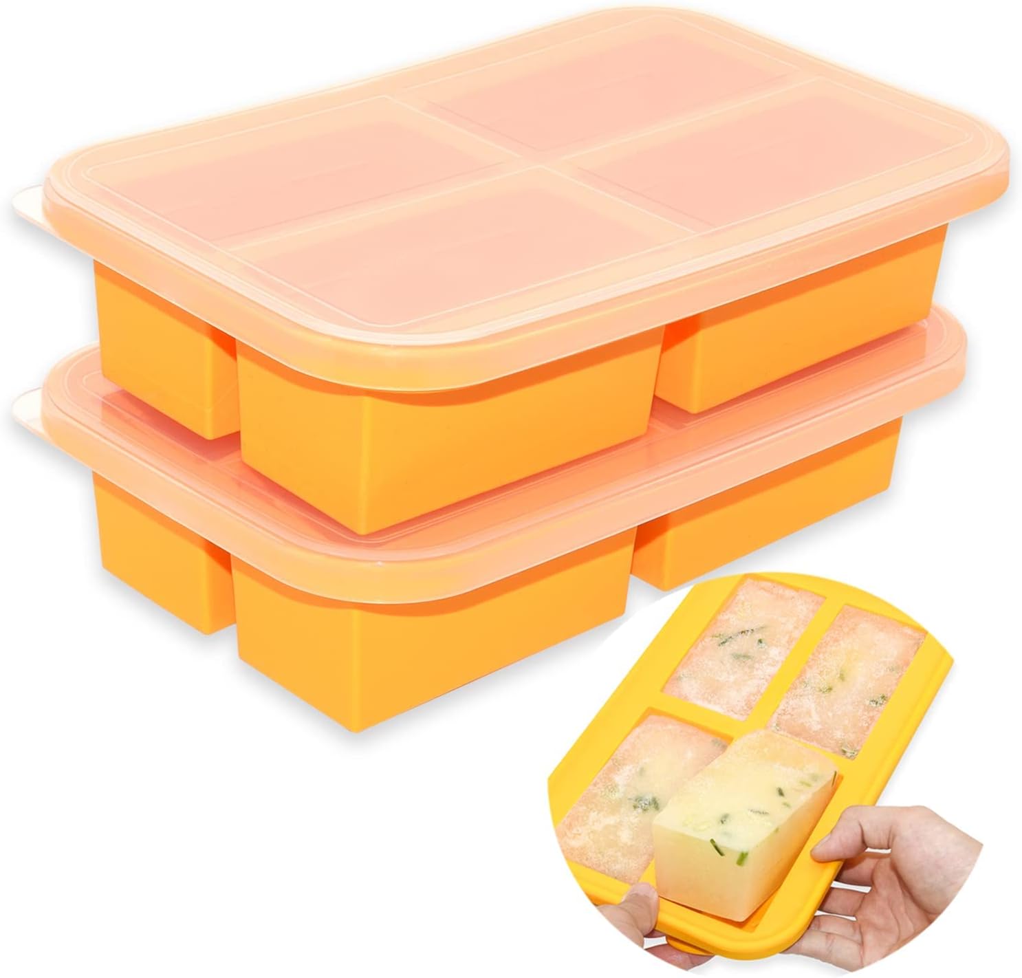 Webake Soup Containers Silicone Food Freezer Trays with Lid 250 ml ...