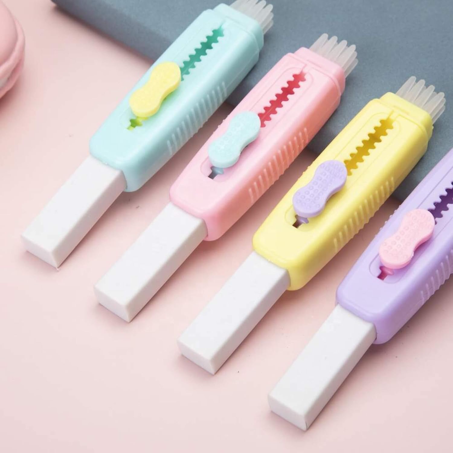 1 Pcs Creative Retractable Pencil Erasers with Brush, Colored Push-Pull ...