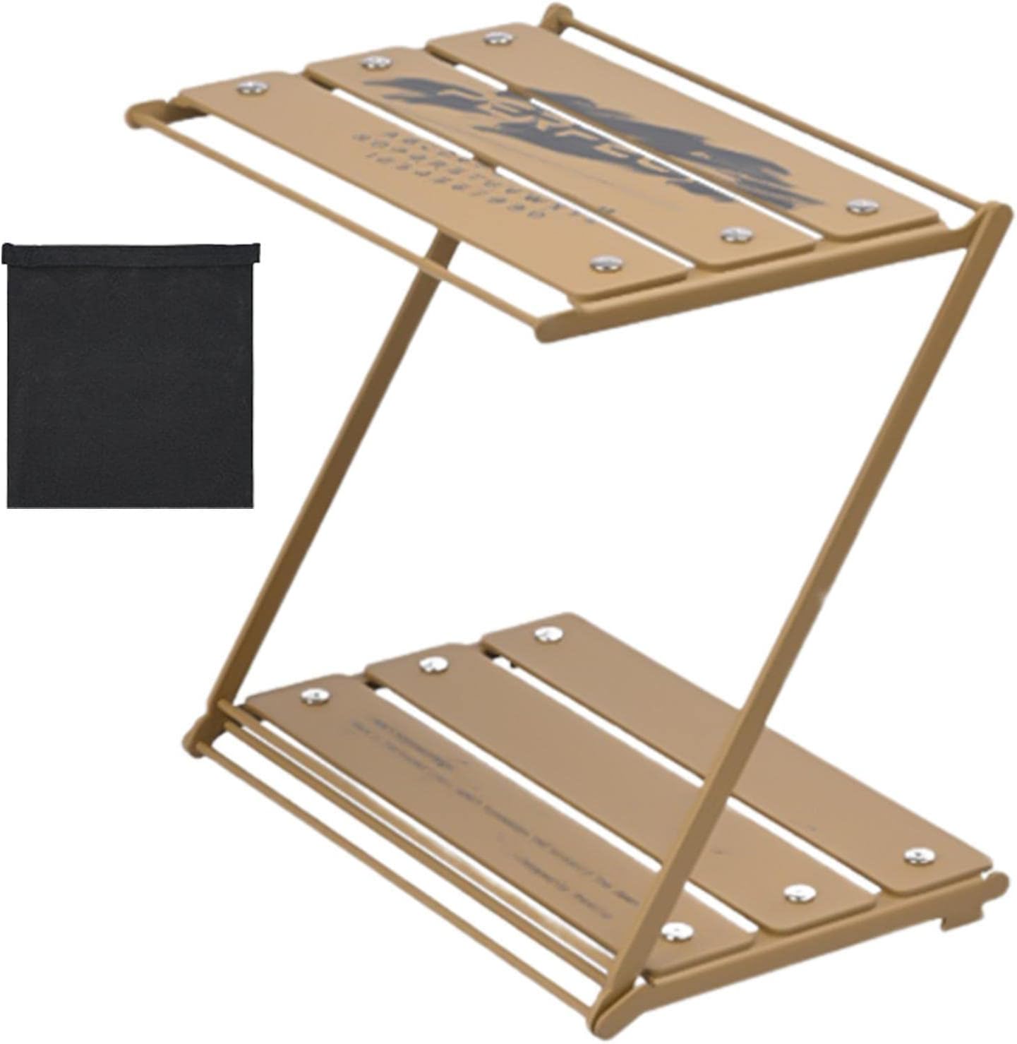 Amazon.co.jp: Folding Shelf, Camping Hanging Organizer, Double Layer ...