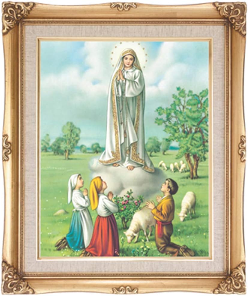 Amazon.com: Our Lady of Fatima Framed Wall Portrait Print Antique Gold ...