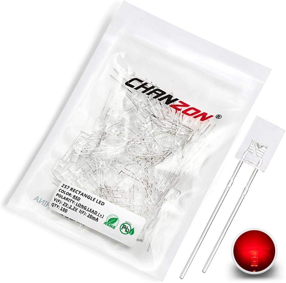 Amazon.com: Chanzon 100 pcs 2x5x7 Red LED Diode Lights 257 (Square ...