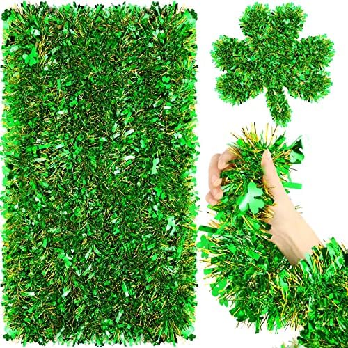 Amazon.com: 26.2 Feet St. Patrick's Day Metallic Tinsel Garland ...